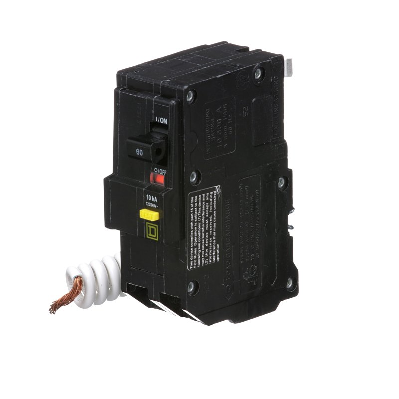 Square D QO QO260GFICP Circuit Breaker, Mini, 60 A, 2 -Pole, 120/240 ...