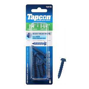 Tapcon 24115 Concrete Screw Anchor, 1/4 in Dia, 1-1/4 in L, Steel ...